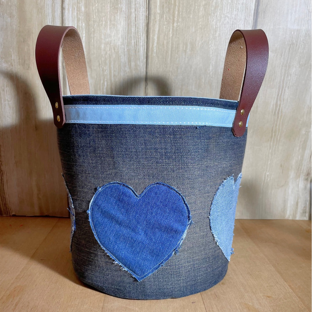 Handmade Repurposed Denim Fabric Basket
